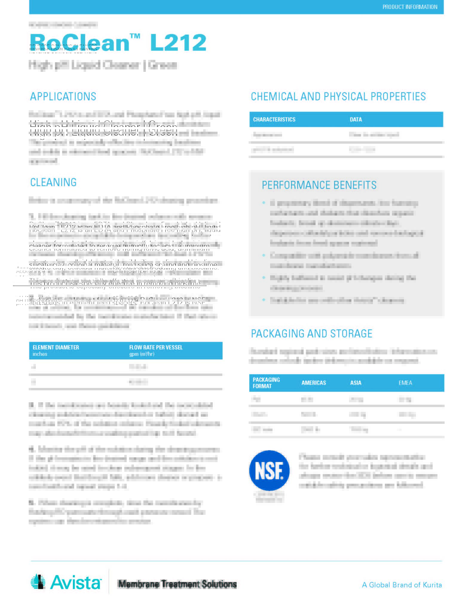 RoClean™ L212, High pH Liquid Membrane Cleaner - Avista™