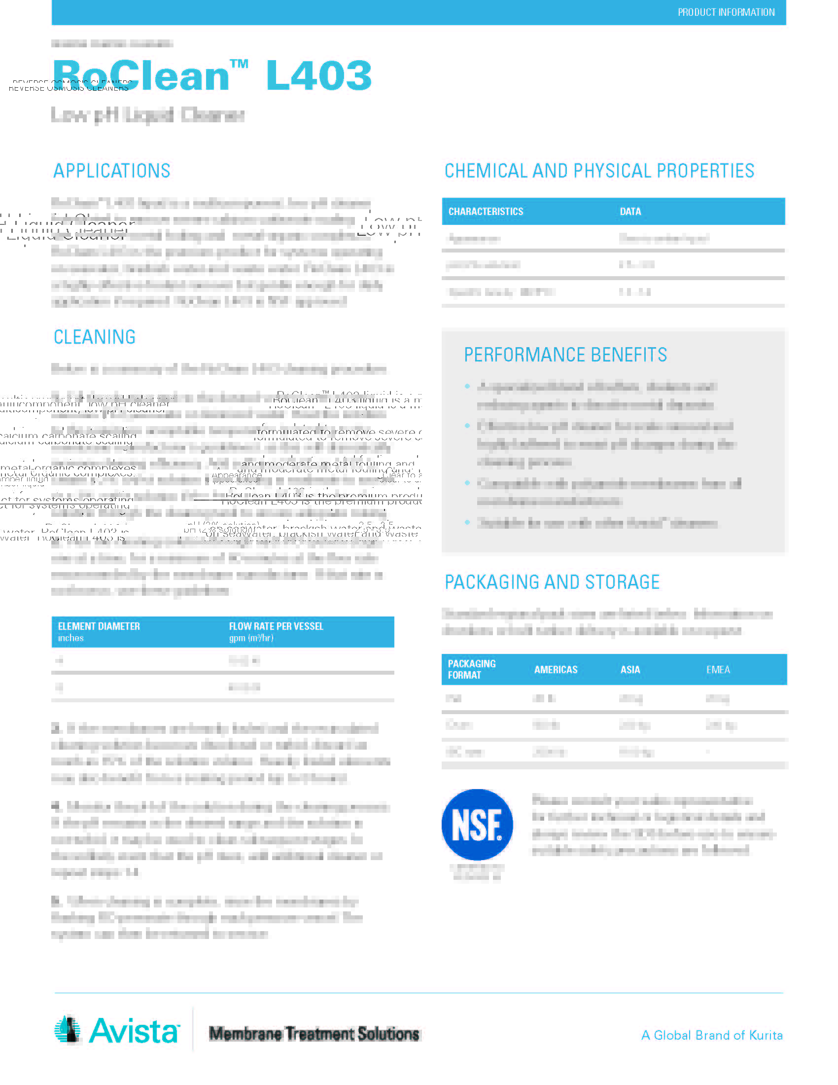 RoClean™ L403, Calcium Carbonate Scale Removal - Avista™