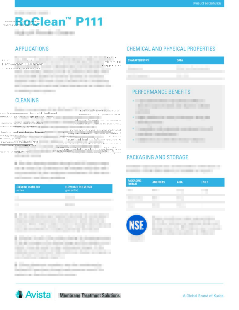RoClean™ P111, RO Membrane Cleaning Chemical - Avista™