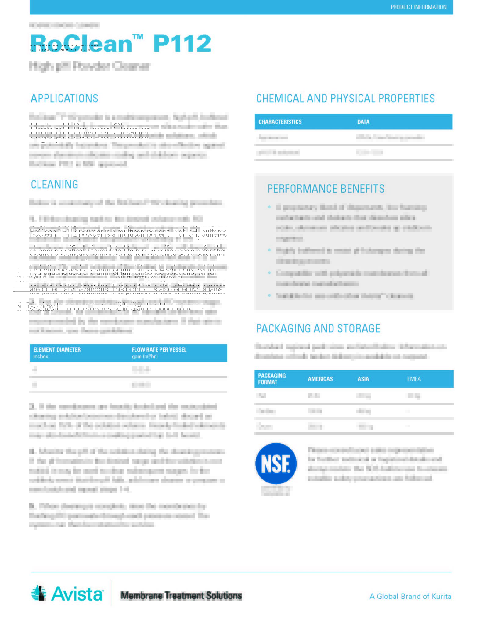 RoClean™ P112, Silica Scale Removal - Avista™