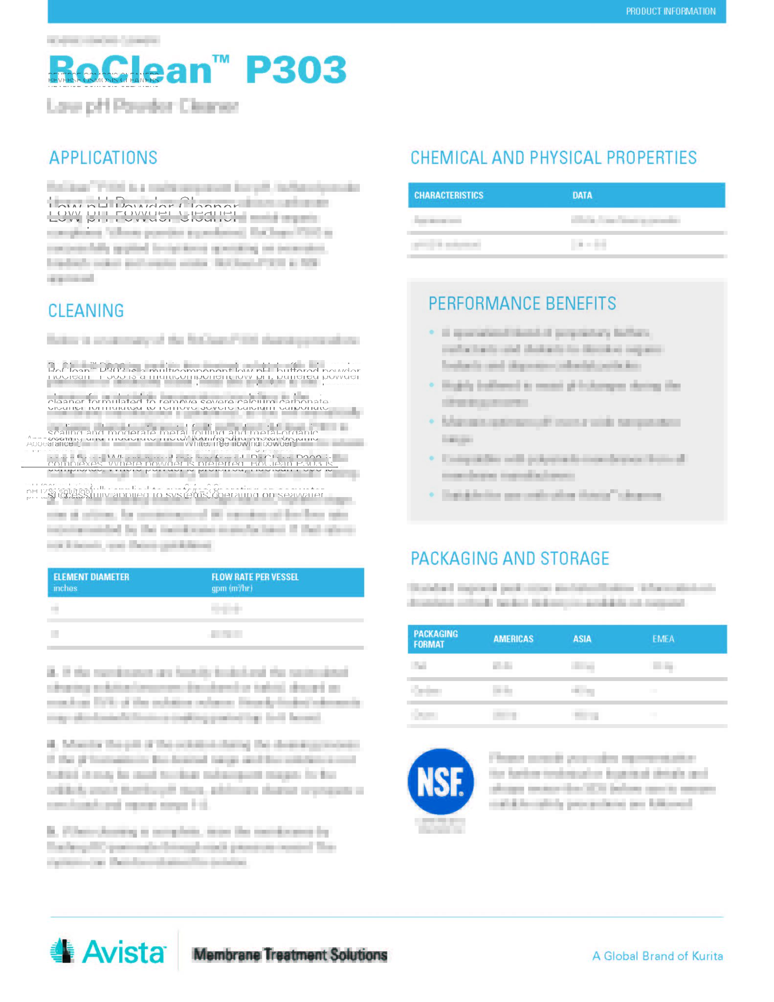 RoClean™ P303, Calcium Carbonate Scale Removal - Avista™