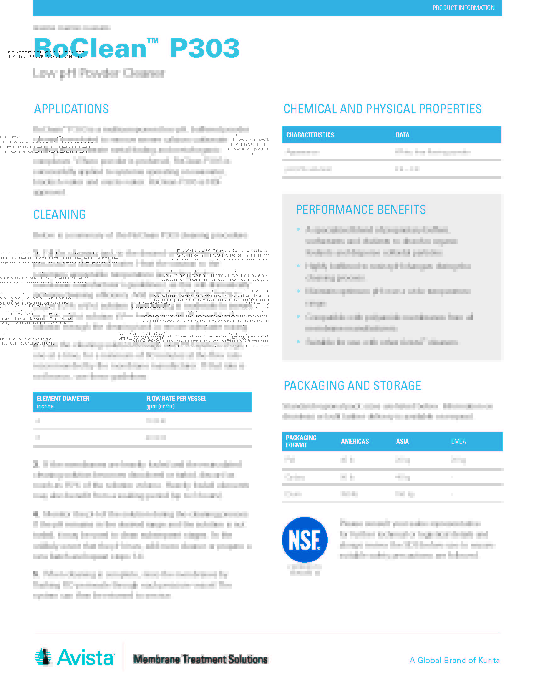 RoClean™ P303, Calcium Carbonate Scale Removal - Avista™