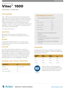Vitec™ 1600, Antiscalant for RO Membrane - Avista™