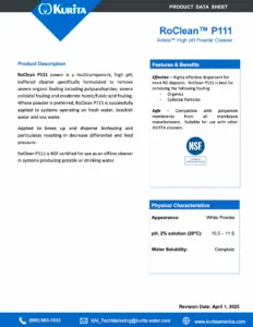 RoClean™ P111, RO Membrane Cleaning Chemical - Avista™